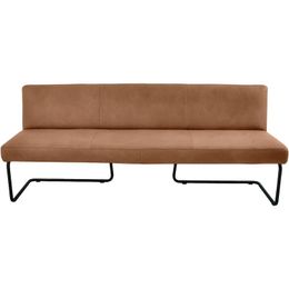 K+w Komfort & Wohnen K+W Komfort & Wohnen Polsterbank in abgerundeter Form, Rundrohrkufe lang gebogen, Echtleder braun B/H/T: 202cm x 82cm x 67cm, Leder CLOUD