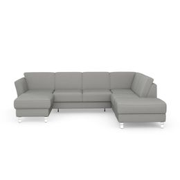 Sit & More sit&more Wohnlandschaft &raquo;Visby U-Form&laquo; Wahlweise mit Schlaffunktion und Stauraum, frei im Raum stellbar silber B/H/T: 303cm x 87cm x 213cm, Luxus-