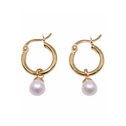 Firetti Damen Paar Creolen &raquo;Schmuck Geschenk, Ohrschmuck Perle&laquo; Made in Germany - mit S&uuml;&szlig;wasserzuchtperle gold 6,1mm, Perlen Silber 925 (