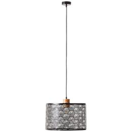 Brilliant Pendelleuchte &raquo;Santy&laquo; E27 1 Stk. 120 x 39 cm, E27, k&uuml;rzbar, Metall/Bambus, schwarz/natur schwarz 1, &Oslash; 39cm, 1 Stk.