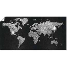 Artland Wandbild &raquo;Weltkarte Glitzer&laquo; Land- & Weltkarten 1 Stk. tlg. als Alubild, Leinwandbild, Poster in verschied. Gr&ouml;&szlig;en schwarz B/H/T: 60cm x 30cm, Poster 