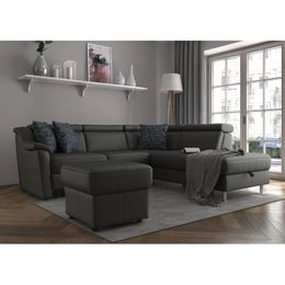 Sit & More sit&more Ecksofa &raquo;Freetown L-Form&laquo; inklusive Kopfteilverstellung und komfortablem Federkern schwarz B/H/T: 252cm x 84cm x 216cm, NaturLEDER , Ottomane