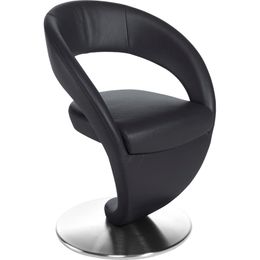 K+w Komfort & Wohnen K+W Komfort & Wohnen Esszimmerstuhl &raquo;Wave, Drehstuhl, Polsterstuhl&laquo; () Design-Drehstuhl, Drehteller in Edelstahloptik schwarz Bronco: Nappaleder 