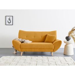 Home Affaire 2-Sitzer &raquo;Basta, komfortable Wellenunterfederung, Breite 174cm&laquo; gelb 100% Polyester B/H/T: 174cm x 80cm x 82cm, Luxus-Microfaser weich