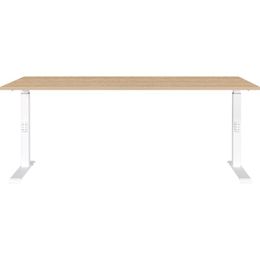 Germania Schreibtisch &raquo;Downey&laquo; h&ouml;heneinstellbar braun B/H/T: 180cm x 91cm x 80cm, Gestellfarbe Wei&szlig;