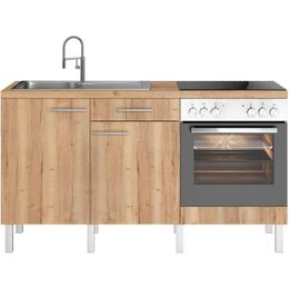 Optifit K&uuml;che &raquo;Lilly&laquo; Breite 160 cm, wahlweise mit E-Ger&auml;ten braun B/H/T: 160cm x 90cm x 60cm, ohne E-Ger&auml;te
