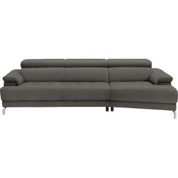 Egoitaliano Ecksofa &raquo;Soul, extravagantes Designsofa, Megasofa, super bequem, tolle Details&laquo; mit Trapez-Abschlu&szlig;element, inkl verstellbarer Kopfteile grau Leder &raquo;