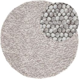 CarpetFine Teppich &raquo;Calo&laquo; rund 16 mm H&ouml;he Handweb Teppich, Uni-Farben, meliert, handgewebt, 70% Wolle beige Polyester, Wolle &Oslash; 120cm 1 Stk., 16mm, &Oslash; 