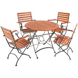 Garden Pleasure Garten-Essgruppe &raquo;WIEN Set&laquo; Set, 5 Stk. tlg. braun FSC -zertifiziertes Massivholz, Stahl B/H/T: 180cm x 89cm x 180cm