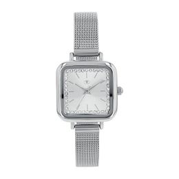 Tom Tailor Damen Tom Tailor Quarzuhr Armbanduhr, Damenuhr, Edelstahlarmband, analog, Kristallsteine silber Einheitsgr&ouml;&szlig;e