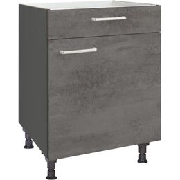 Nobilia Kochfeldumbauschrank &raquo;"Riva", mit Schukasten und T&uuml;r, Ausrichtung w&auml;hlbar&laquo; vormontiert, Breite 60 cm grau B/H/T: 60cm x 87cm x 58,3cm, 