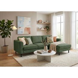 Home Affaire Ecksofa &raquo;Booster II, whlw. mit Schlaffunktion & Bettkasten, Fu&szlig; schwarz&laquo; Recamiere beidseitig montierbar,L-Form, in Cord & Struktur LEO o