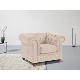 OTTO home Sessel &raquo;Chesterfield B/T/H: 105/69/74 cm&laquo; mit hochwertiger Knopfheftung, auch in Leder beige 100% Polyester Luxus-Microfaser weich, B/H/T: 