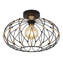 Globo LIGHTING Deckenleuchte &raquo;GREYS&laquo; E27 1 Stk. Deckenlampe Wohnzimmer-Leuchte Schlafzimmer-Leuchte Flur K&uuml;che schwarz &Oslash; 40cm H: 25cm, 1 Stk.