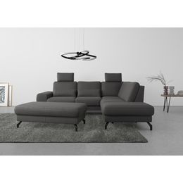 Sit & More sit&more Ecksofa &raquo;Cinturo L-Form&laquo; inklusive Sitztiefenverstellung und Federkern, Sitzh&ouml;he 45 cm grau B/H/T: 260cm x 88cm x 226cm, Luxus-Microfaser 