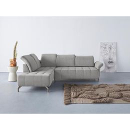 OTTO home Ecksofa &raquo;Fresh L-Form&laquo; Federkern, wahlweise Kopfteilverstellung und motorischer Vorziehsitz grau 100% Polyester B/H/T: 260cm x 79cm x 220cm,