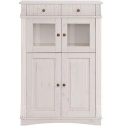 OTTO home Highboard &raquo;Teresa Mini-Vitrine mit Glast&uuml;ren und 2 Schubk&auml;sten&laquo; Kommode, aus massiver Kiefer, Breite 84 cm, H&ouml;he 120 cm, FSC wei&szlig; FSC -