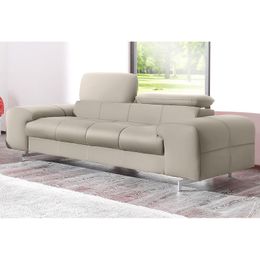 COTTA 2-Sitzer &raquo;Chef&laquo; Big-Sofa mit Kopfteilverstellung, edle Metallkufen grau Softlux -Kunstleder;NaturLeder (echtes Rindsleder);Luxus-Microfaser (100