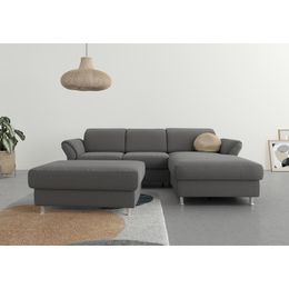 Sit & More sit&more Ecksofa &raquo;Apulia L-Form&laquo; wahlweise Schlaffunktion, Bettkasten und Kopf- und Armteilverstellung grau Webstoff (100% Polyester);Struktur weich (