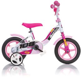 DINO BIKES Kinderfahrrad &raquo;10" stabiler Stahl-Rahmen, St&uuml;tzr&auml;der, kindgerecht&laquo; 1 Gang mit St&uuml;tzr&auml;dern, Hupe und Schutzblechen wei&szlig; 16cm, 10 Zoll (25,40cm) 