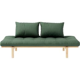 Karup Design Daybett &raquo;Pace&laquo; Set, 2 Stk. tlg. aus massiven Kiefernholz, inkl. Futonmatratze gr&uuml;n Gestell Klarlackiert kieferholz, Liegefl&auml;che B/L: 75cm x 200cm 