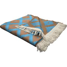 Adam Wohndecke &raquo;Maroccan Shiraz&laquo; mit aufregendem Muster, Kuscheldecke blau Baumwolle B/L: 145cm x 190cm