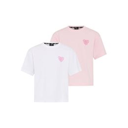 H.I.S. T-Shirt in wei&szlig; + rosa | Gr.: 164-170