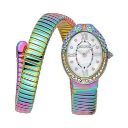 JUST cavalli time Damen Quarzuhr &raquo;Signature Snake&laquo; Armbanduhr, Damenuhr, Edelstahlarmband, analog, Kristallsteine bunt Einheitsgr&ouml;&szlig;e