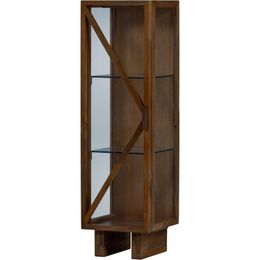 Woood Vitrine &raquo;Kella Mangoholz mit Glast&uuml;ren und Glaseinlegeb&ouml;den 40 x 39 x 137 cm&laquo; Wandbefestigung empfohlen, Tragkraft 5&ndash;7 kg pro Glasboden 