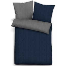 Biberna Wendebettw&auml;sche &raquo;HERMAL Melange Flanell uni, kuschelig weich&laquo; 3 Stk. Flanell in Melangeoptik, Winterbettw&auml;sche, Made in Germany blau Flanell, 
