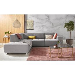 OTTO home Ecksofa &raquo;Sapporo L-Form&laquo; wahlweise Schlaffunktion oder Sitztiefenverstellung, Federkern grau Struktur fein (100% Polyester);Luxus-Microfaser
