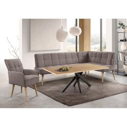 exxpo - sofa fashion Eckbank &raquo;Latte&laquo; moderne Sitz- und R&uuml;ckensteppung, bequem und elegant, hoher Holzfu&szlig; 94% PES, 6% NY B/H/T: 234cm x 95cm x 156cm, 