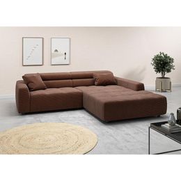 3C Candy Ecksofa &raquo;Denver auch mit Cord- und Easy care-Bezug, Kopfteilverstellung L-Form&laquo; wahlweise. mit motorischer Sitztiefenverstellung braun 88% 