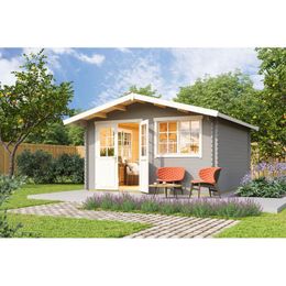 Lasita Maja Gartenhaus &raquo;Norderney 3&laquo; Blockbohlenhaus 40 mm grau Holzwerkstoff Fu&szlig;boden im Gartenhaus, ohne Dacheindeckung