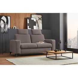 Home Affaire 2-Sitzer &raquo;Lolland&laquo; mit Federkern, auch mit abwischbarem Bezug grau Struktur impr&auml;gniert - feucht abwischbar (100% Polyester);Struktur 