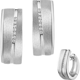 Firetti Damen Paar Creolen &raquo;Schmuck Geschenk Silber 925 Ohrschmuck Ohrringe&laquo; Made in Germany - mit Zirkonia (synth.) silber Silber 925 (Sterlingsilber