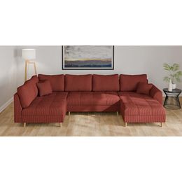 Home Affaire Wohnlandschaft &raquo;CHARRE U-Form mit Ottomane, Ma&szlig;e B/T/H: 310/161/81 cm&laquo; feine Steppung, lose R&uuml;cken- und Zierkissen, auch in Cord und 