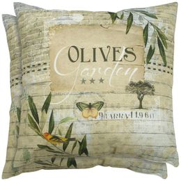 GO-DE Dekokissen &raquo;Klara&laquo; 2er Set gr&uuml;n Baumwolle, Polyester B/L: 48cm x 48cm, 2 Stk.