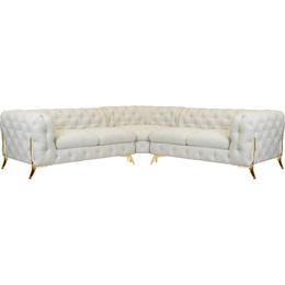 Home Affaire Chesterfield-Sofa &raquo;Amaury L-Form&laquo; Chesterfield-Optik, Breite/Tiefe je 262 cm, Fu&szlig;farbe w&auml;hlbar beige Struktur (100% Polyester);Samtoptik 