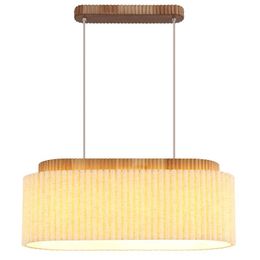 Globo LIGHTING H&auml;ngeleuchte &raquo;JANNIE&laquo; E27 1 Stk. H&auml;ngeleuchte Holz & Leinen natur, Sandfarben, h&ouml;henk&uuml;rzbar, elegant 3, H: 150cm, 1 Stk.