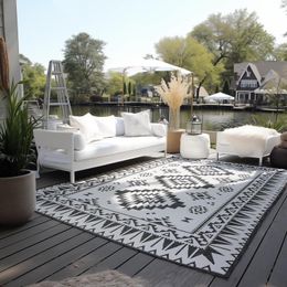 ELLE DECORATION Teppich &raquo;Dynamic, Wendeteppich&laquo; rechteckig 5 mm H&ouml;he Flachgewebe, In-& Outdoor, Modern, wendbar, Balkon, Wohnzimmer, Au&szlig;en schwarz 