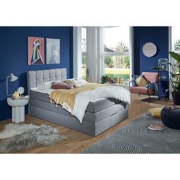 Home Affaire Boxspringbett &raquo;Fornoli&laquo; inkl. Topper und Bettkasten, H3 in zwei Matratzenarten grau Flachgewebe, Liegefl&auml;che B/L: 120cm x 200cm, Gewicht 