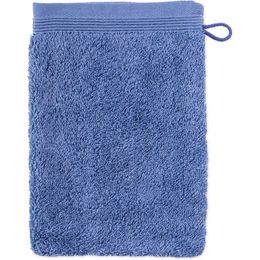 M&ouml;ve Waschhandschuh &raquo;Superwuschel 100% Premium Cotton Baumwolle&laquo; mit Biesenbord&uuml;re und praktischem Kordelaufh&auml;nger, einfarbig, weich blau Walkfrottier, 