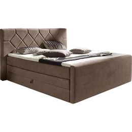 Home Affaire Boxspringbett &raquo;Atlanta&laquo; inklusive Topper und Bettkasten grau Kunststoff, Massivholz, Stoff Luxus-Microfaser Kunststoff Massivholz Stoff, 