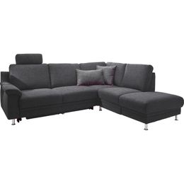 3C Carina Ecksofa &raquo;Korfu L-Form&laquo; incl.- 1 Kopfst&uuml;tze, wahlweise mit Schlafunktion und Stauraum grau Chenille Easy care (100% Polyester);Struktur (100%