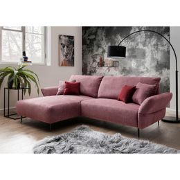 Home Affaire Ecksofa &raquo;Lazio modern und bequem, schmale Armlehnen, tolle Detailverarbeitung&laquo; inklusive Armlehnenverstellfunktion, 4x Zierkissen gratis 