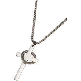 Firetti Herren Kette mit Anh&auml;nger &raquo;Schmuck Geschenk Edelstahl Halsschmuck Halskette Kreuz&laquo; Made in Germany silber Edelstahl, L: 60 B: 3mm