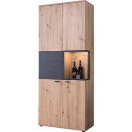 Hela Vitrine &raquo;Atlanta&laquo; H&ouml;he 197 cm braun FSC -zertifizierter Holzwerkstoff, Glas, MDF, Metall Artisan Eiche, B/H/T: 80cm x 197cm x 40cm, T&uuml;ren: 2 Stk.