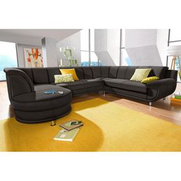 Trendmanufaktur Wohnlandschaft &raquo;Rondo, wahlweine mit Federkern, Breite 320cm, U-Form&laquo; inkl.Federkern und mit Bettfunktion braun Softlux -Kunstleder;
