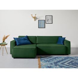 Home Affaire Ecksofa &raquo;Marva L-Form, B: 282 cm&laquo; Schlaffunktion, Bettkasten & 2 Zierkissen, Federkern gr&uuml;n 100% Polyester B/H/T: 282cm x 90cm x 153cm, 